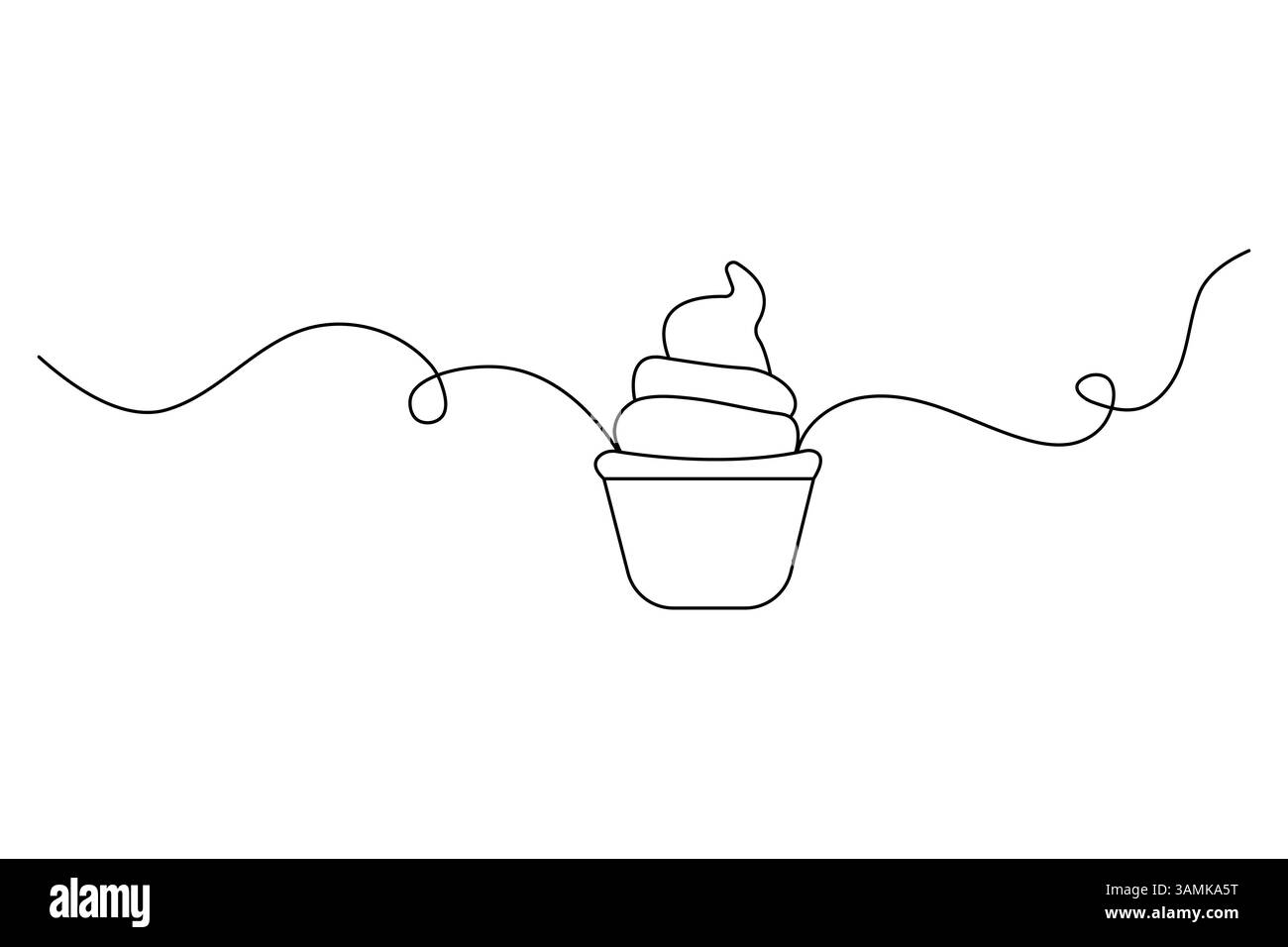 Ice cream continuous single line art and isolated outline vector design ...