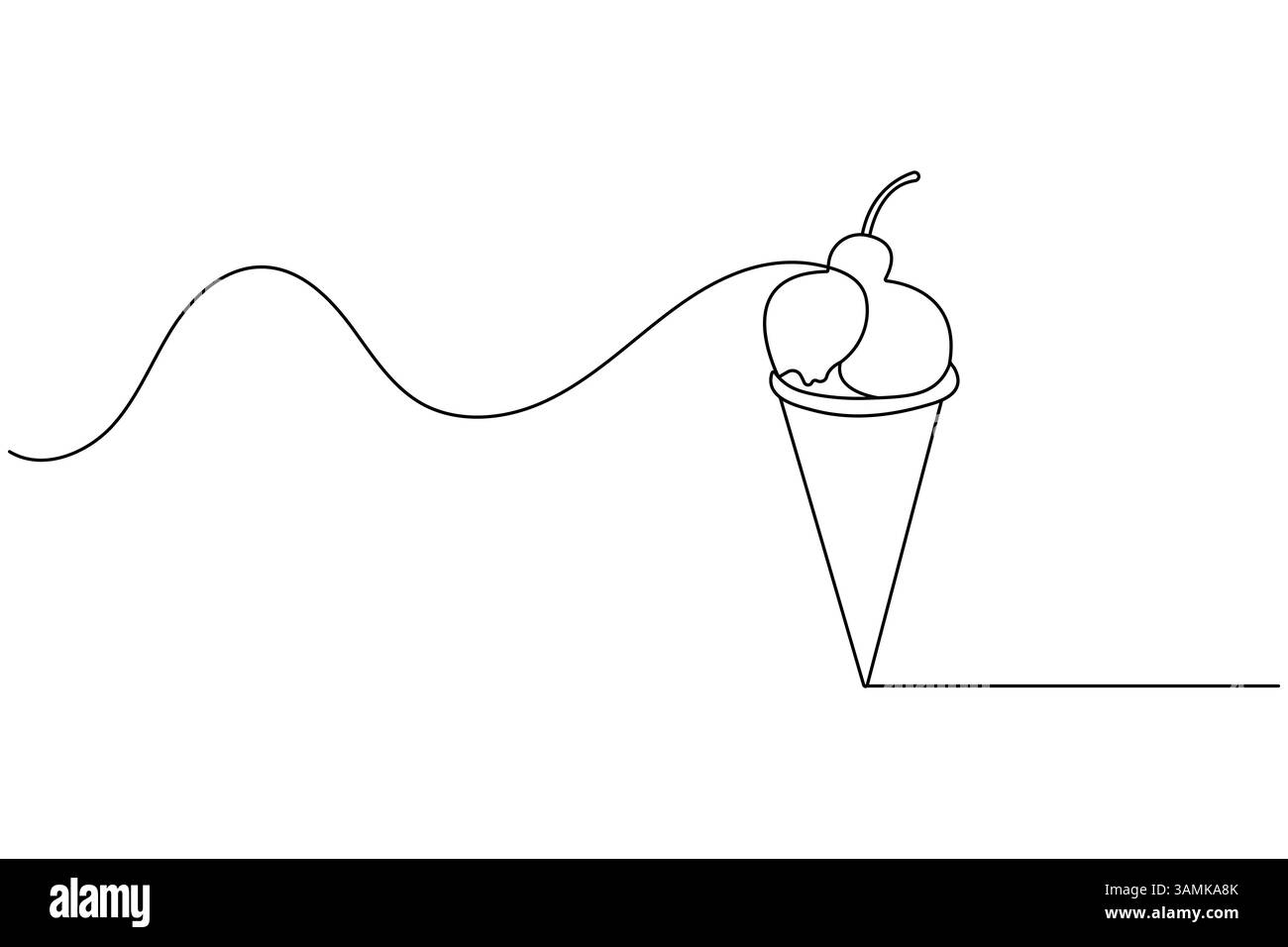 Ice cream continuous single line art and isolated outline vector design ...