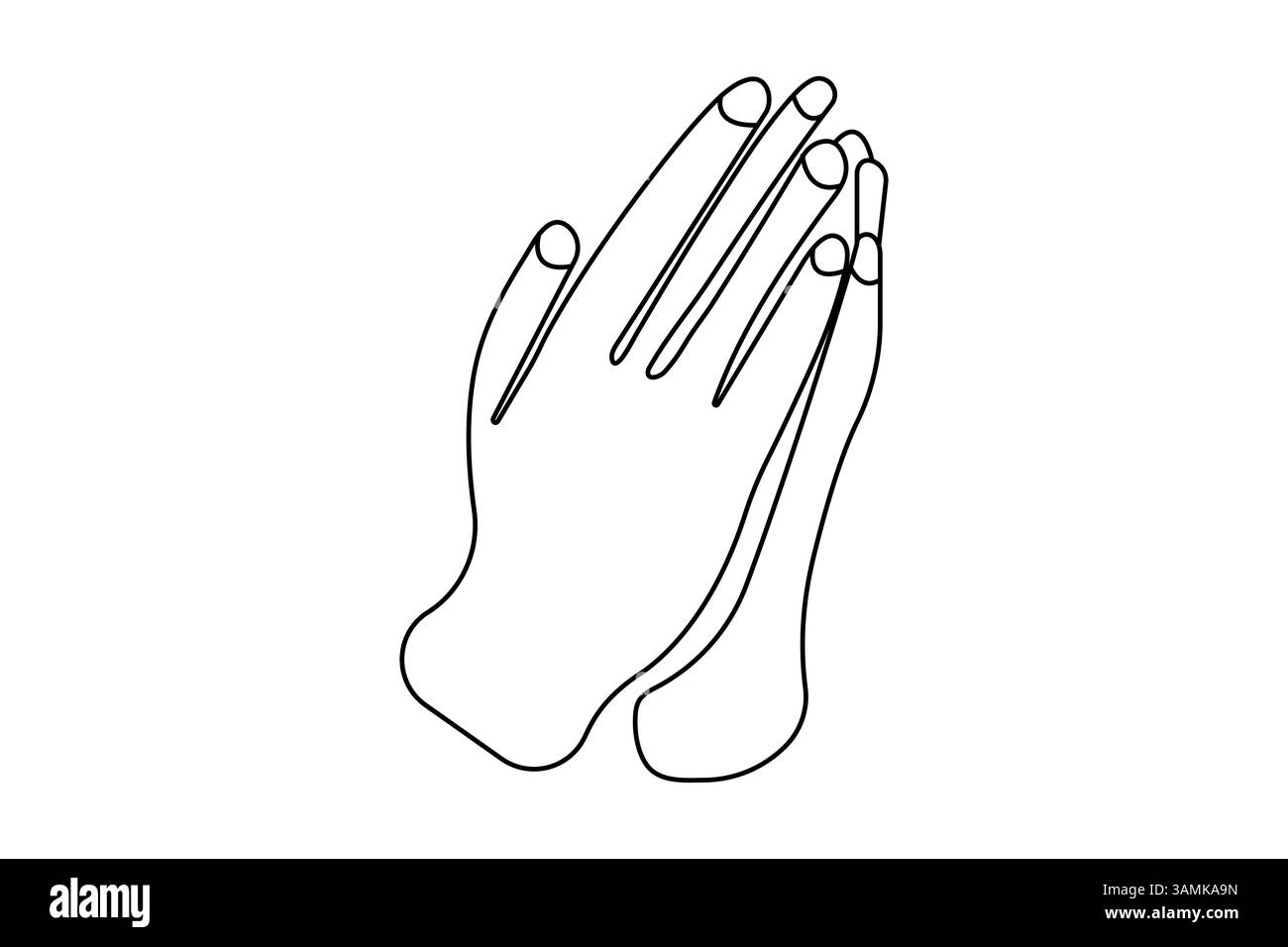 Praying hands one line art with minimalist isolated outline vector icon ...