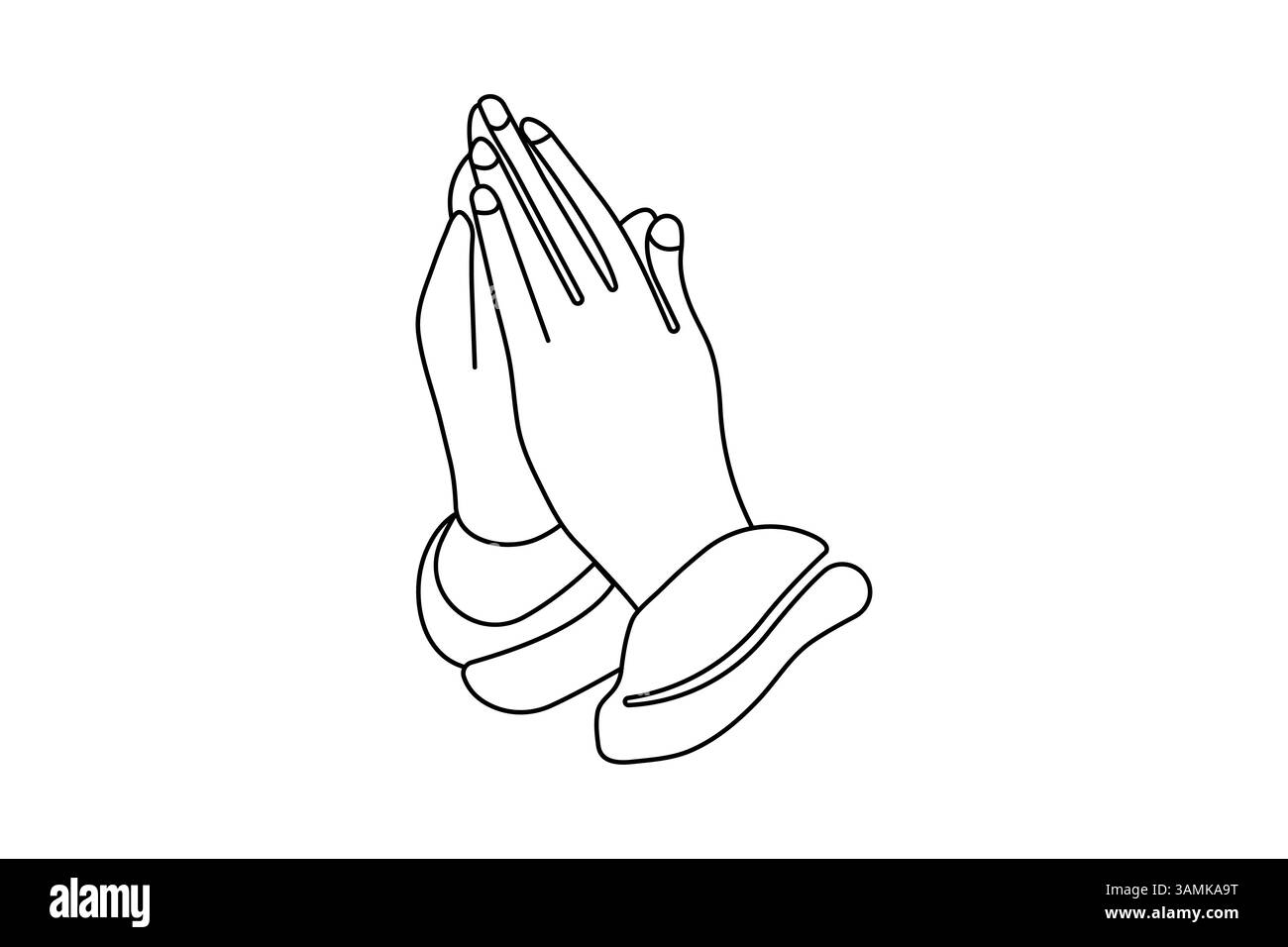 Praying hands one line art with minimalist isolated outline vector icon ...