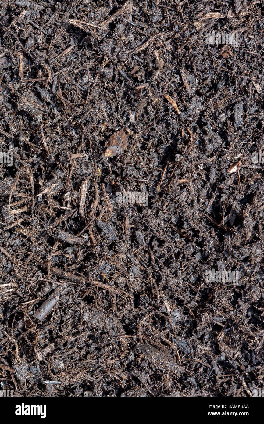 Homemade peat free compost background backdrop made from garden waste ...