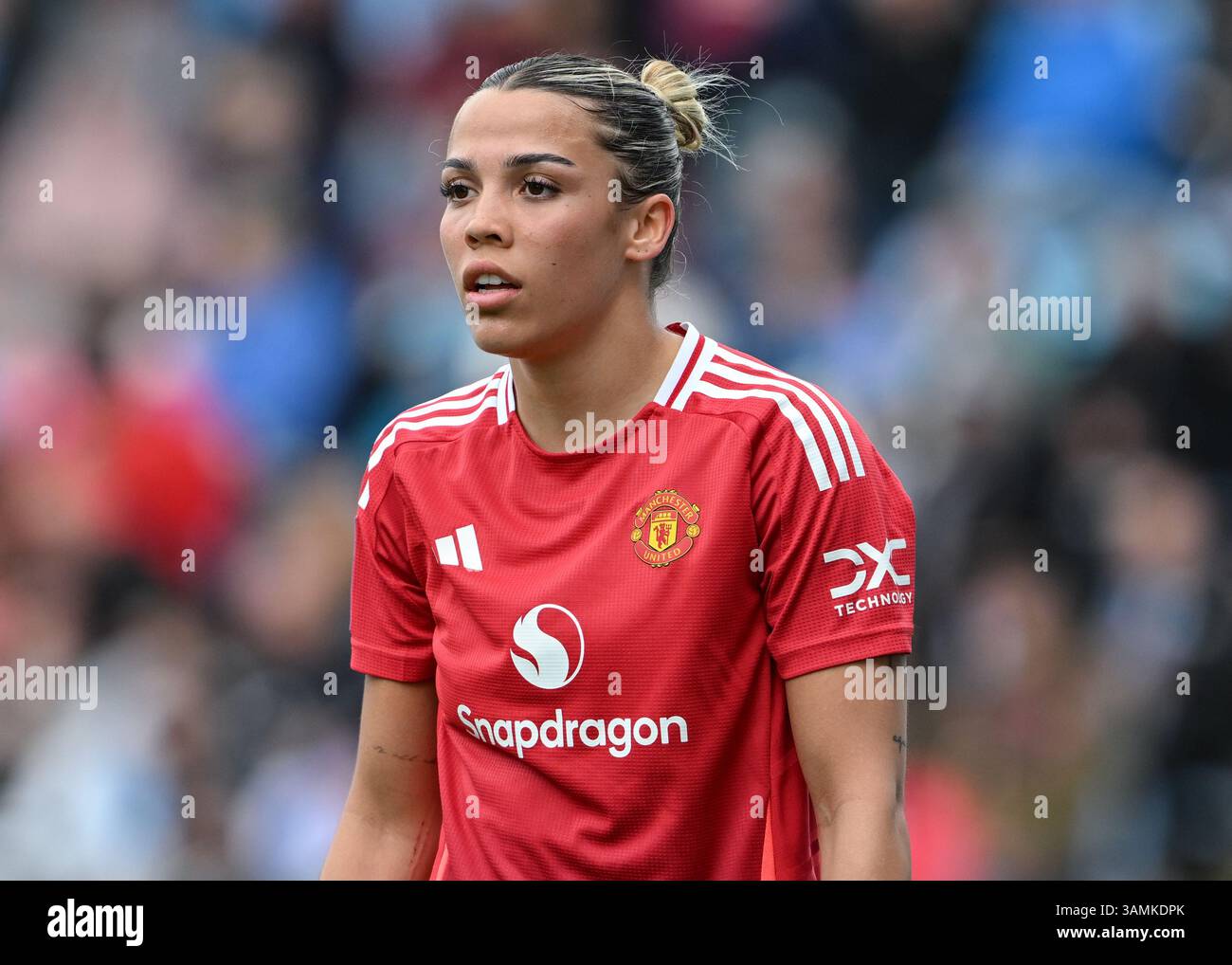 Manchester, UK. 13th Apr, 2025. Celin Bizet of Manchester United Women ...