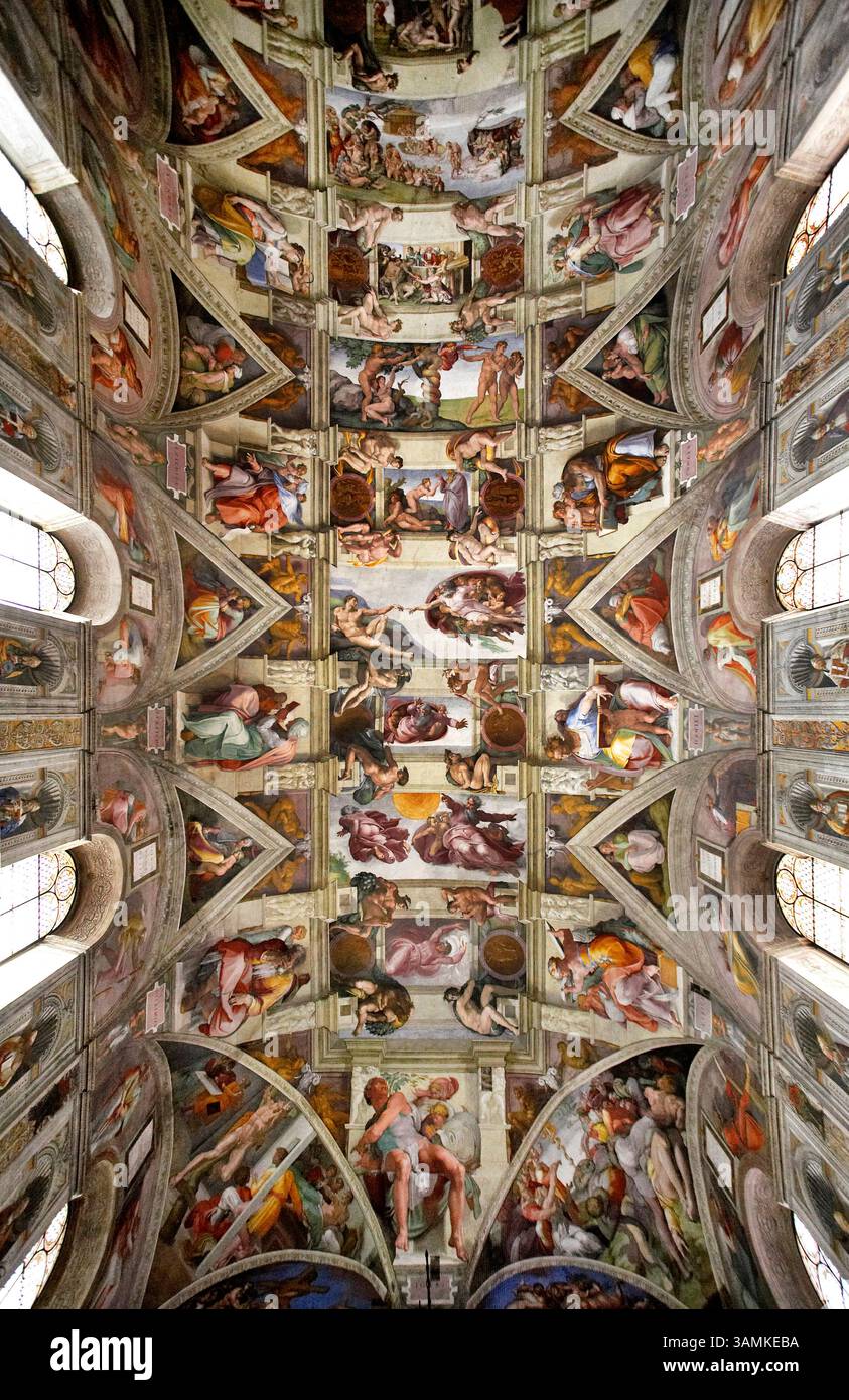 Michelangelo's painting in the Sistine Chapel, Vatican Museum, The Vatican, Rome, Italy Stock ...
