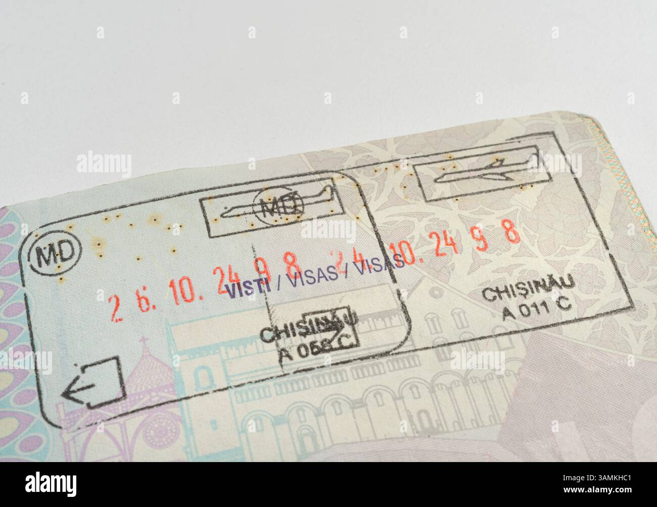 the stamp of the Moldova border authorities on a passport Stock Photo ...