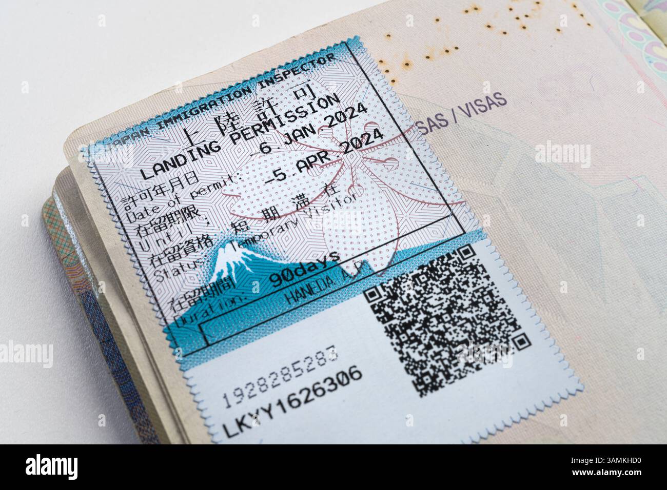 the stamp of the Japan border authorities on a passport Stock Photo - Alamy