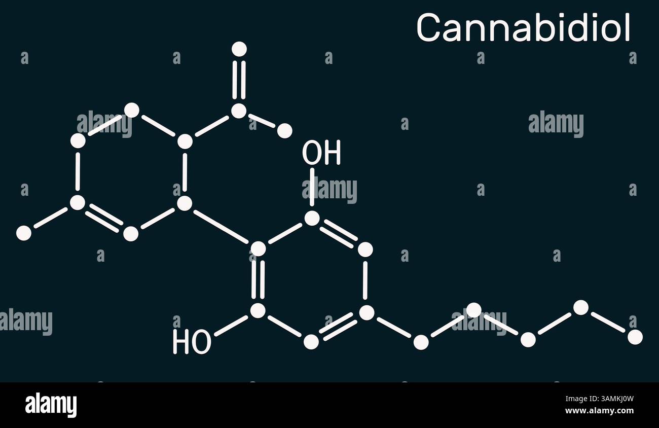 Cannabidiol, CBD molecule. Phytocannabinoid, structural chemical ...
