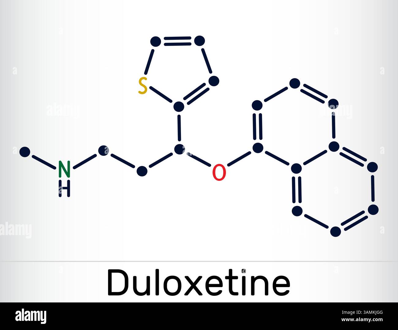 Duloxetine antidepressant drug molecule. SNRI inhibitor. Structural ...