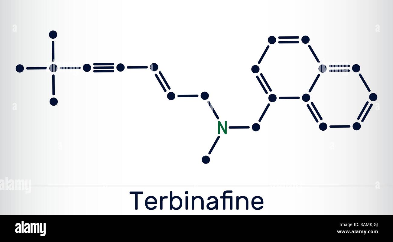 Terbinafine molecule. An allylamine antifungal drug used to treat ...