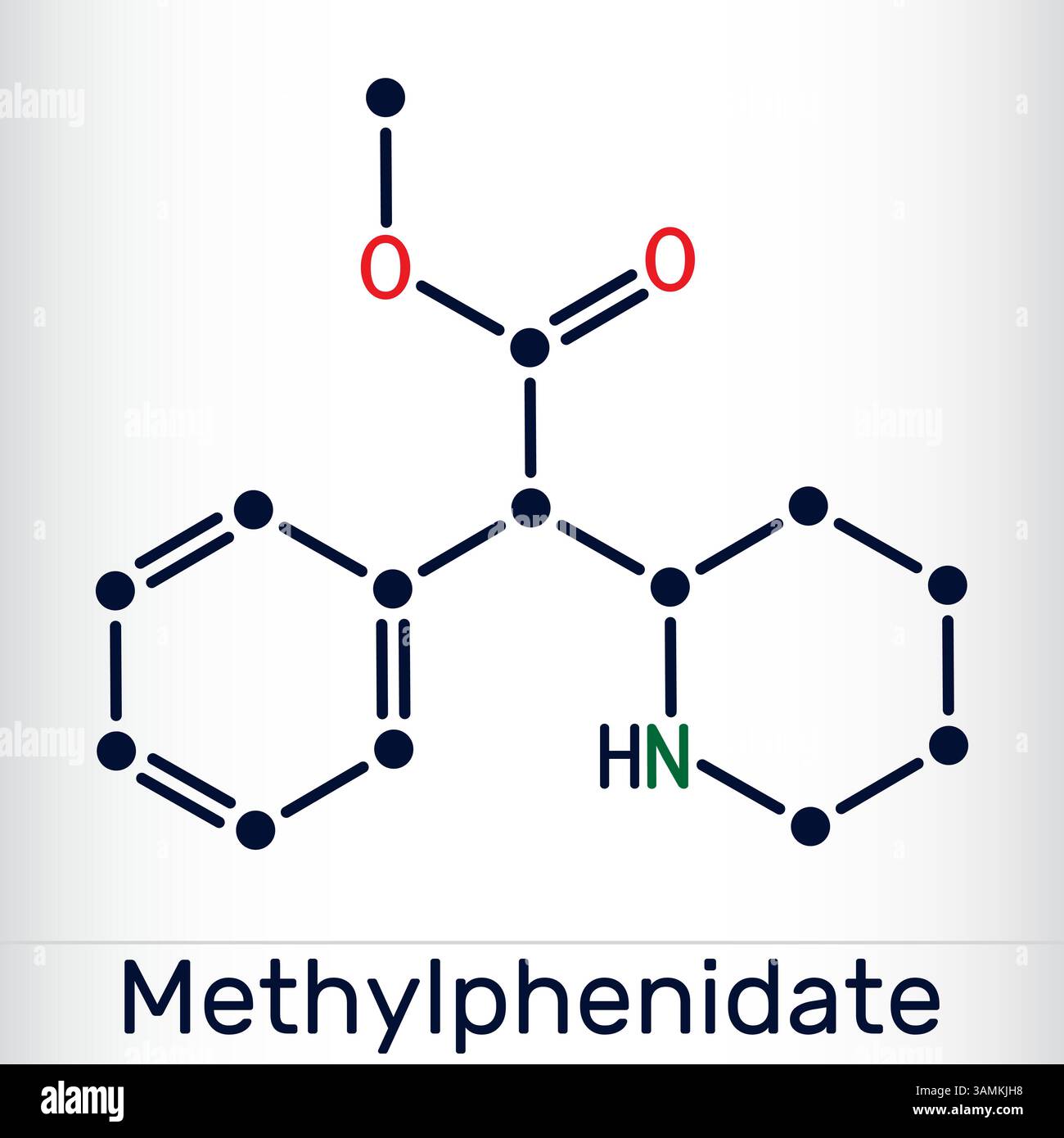 Methylphenidate, MP, MPH molecule. Central nervous system stimulant ...