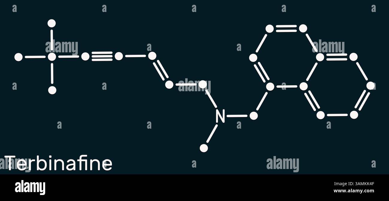 Terbinafine molecule. An allylamine antifungal drug used to treat ...