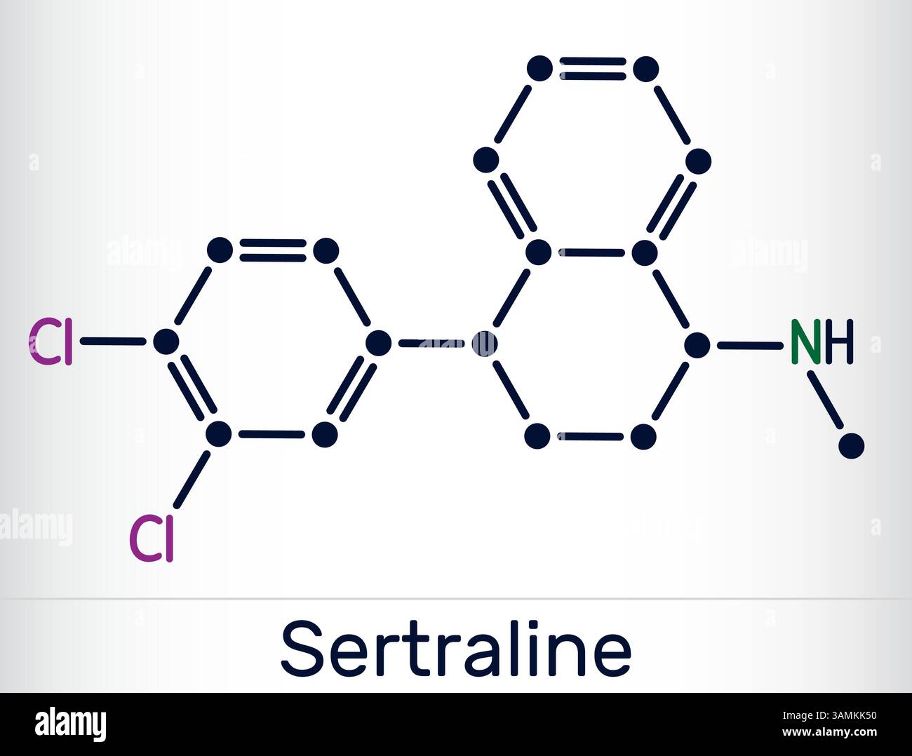 Sertraline molecule. Selective serotonin reuptake inhibitor, SSRI ...