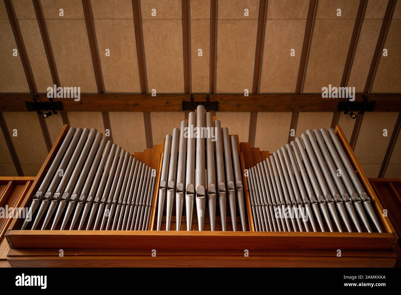Orgelpfeifen einer Kirchenorgel im Innenraum , Deutschland, 13.04.2025 ...