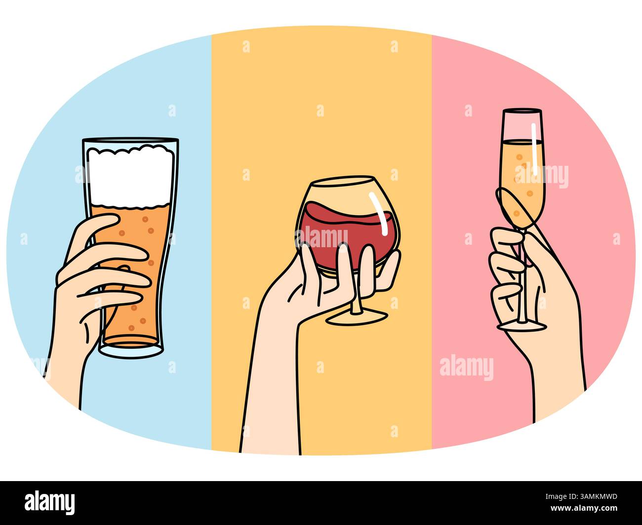 Hands people with glasses filled with alcoholic drinks, offering to ...