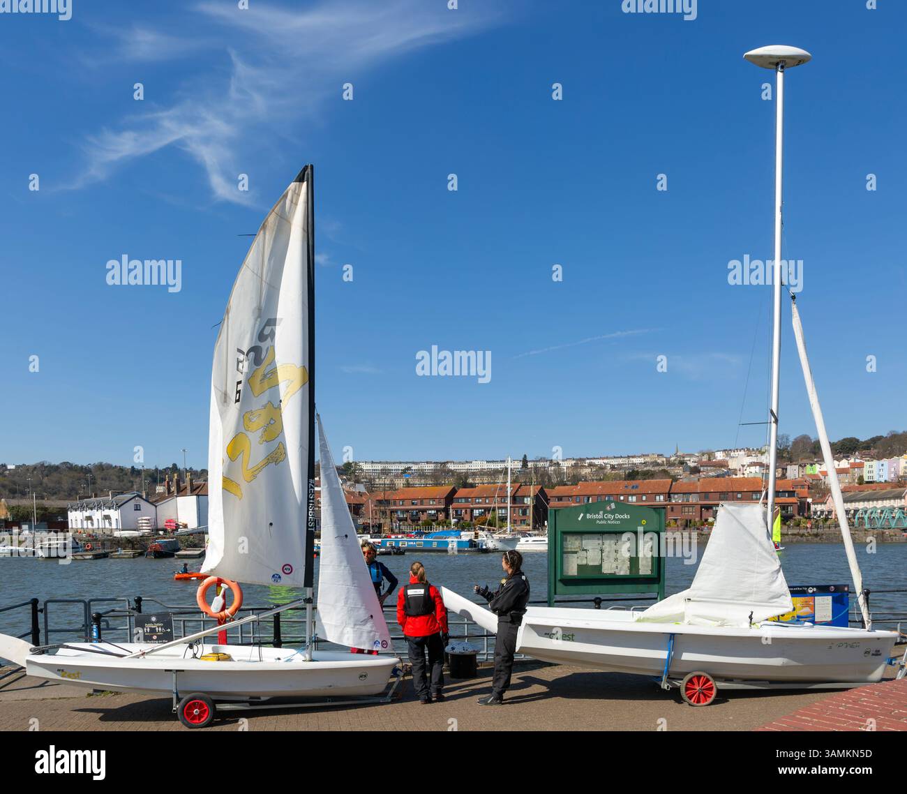 Watersport sailing boat activity at Baltic Wharf, Floating Harbour ...