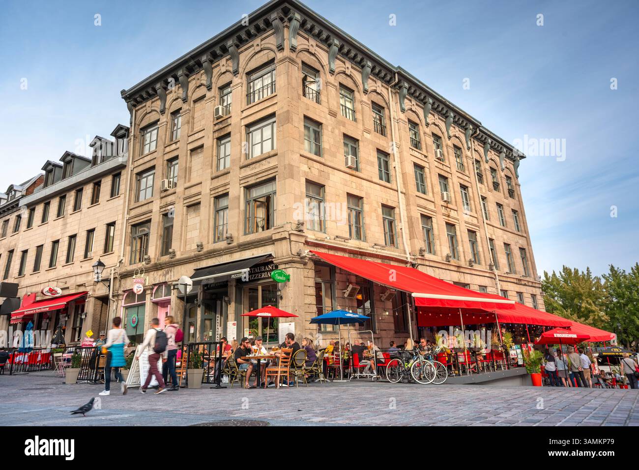 Downtown restaurants and shops in the Old Town Montreal, Quebec Canada ...
