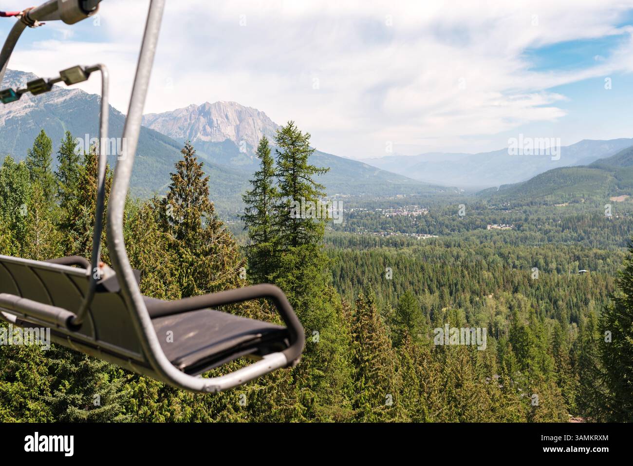Chairlift view of Mount Hosmer and Fernie, British Columbia Stock Photo ...