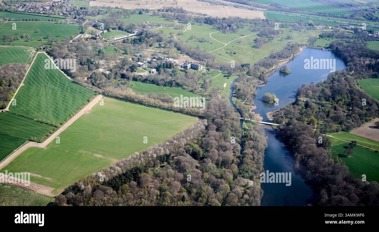 An aerial view of the Yorkshire Sculpture Park and Bretton Hall, south ...