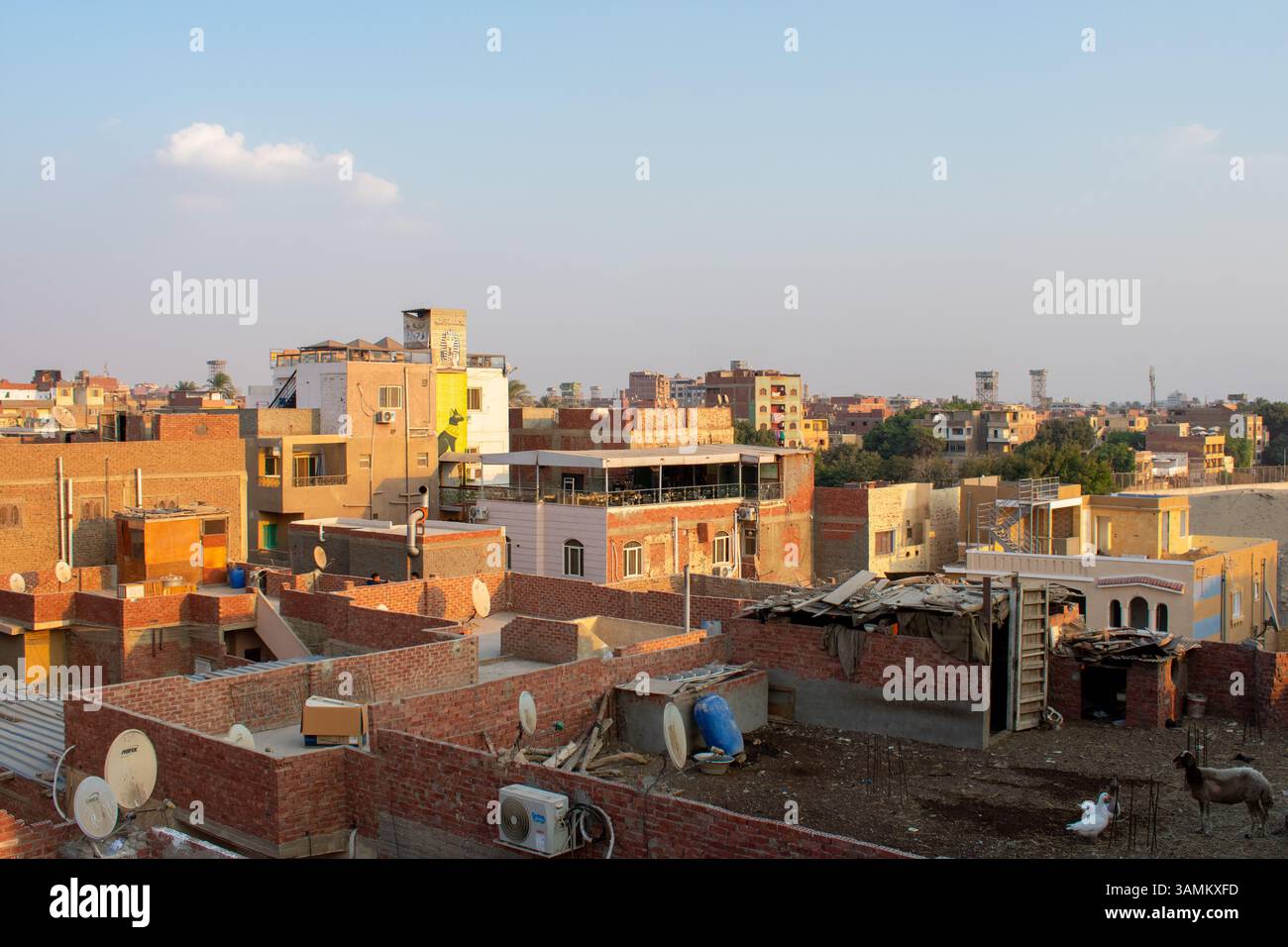 17.10.24 Giza, Egypt: Aerial view on buildings in slums, poor district ...