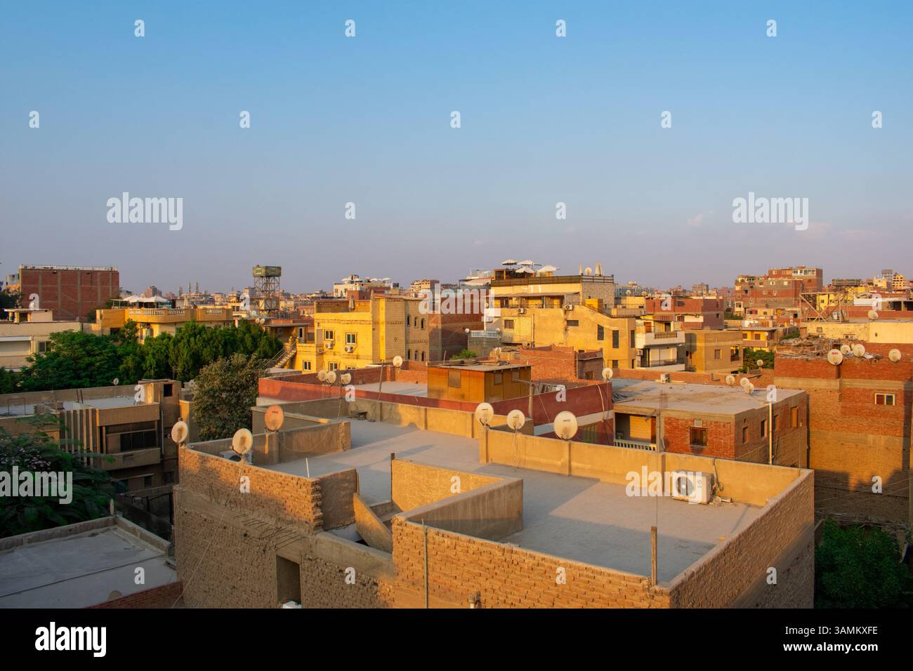 17.10.24 Giza, Egypt: Aerial view on buildings in slums, poor district ...