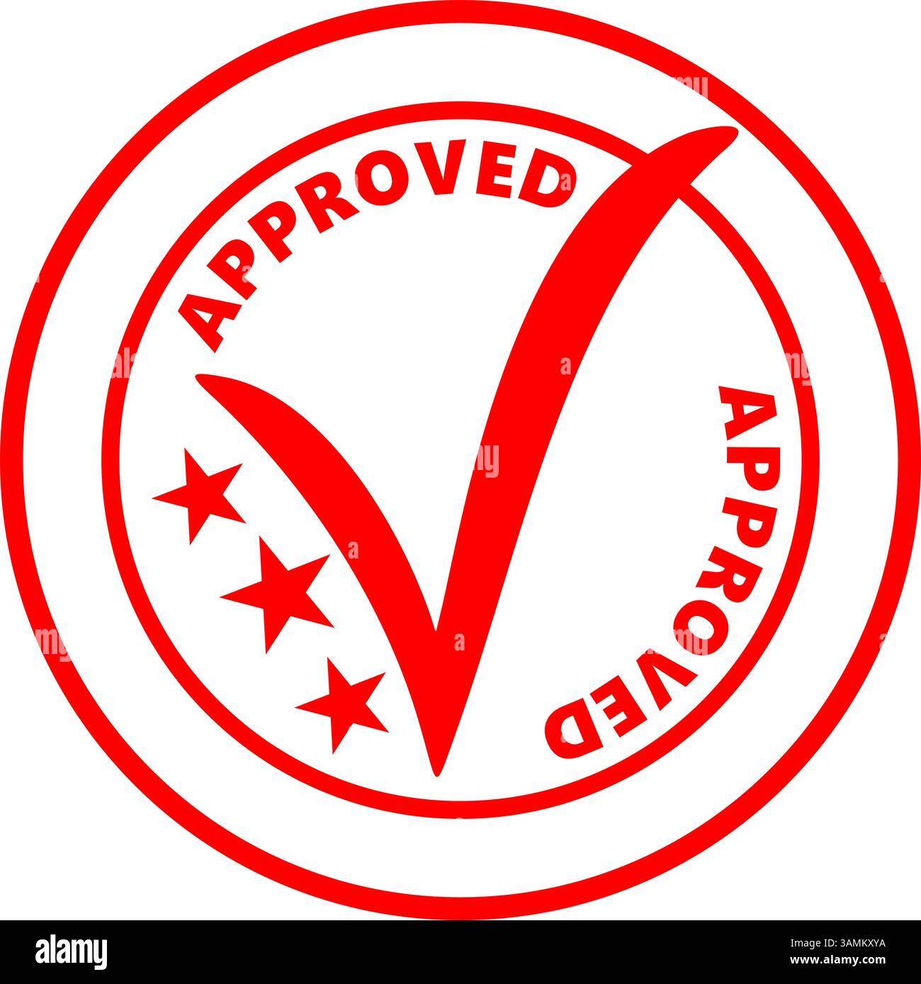 Approved stamp isolated on white. Round red color certification icon ...