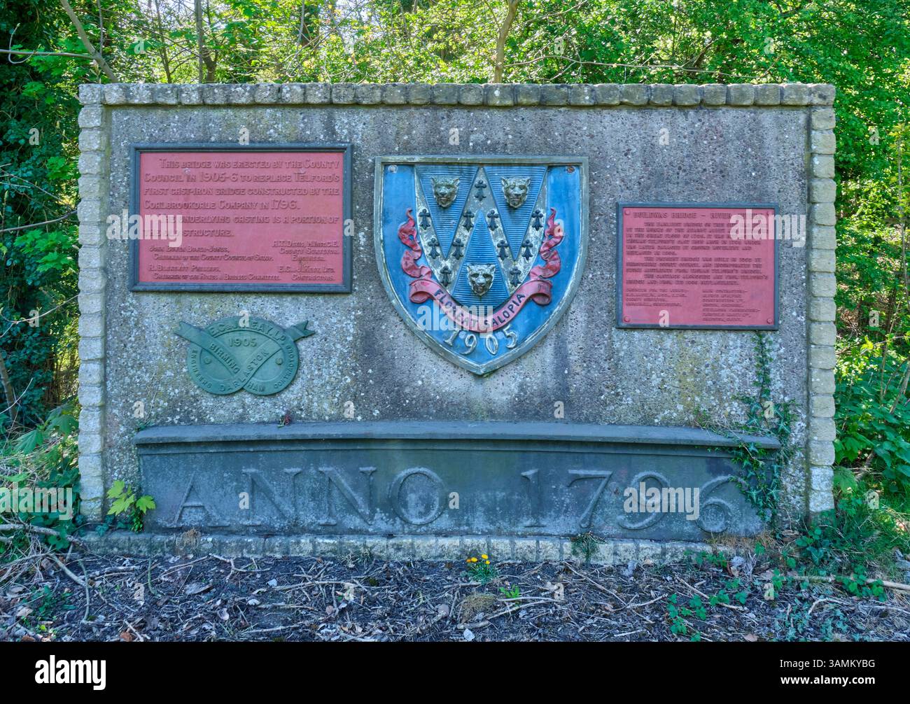 Plaque at Buildwas Bridge across the River Severn, Buildwas, Shropshire ...