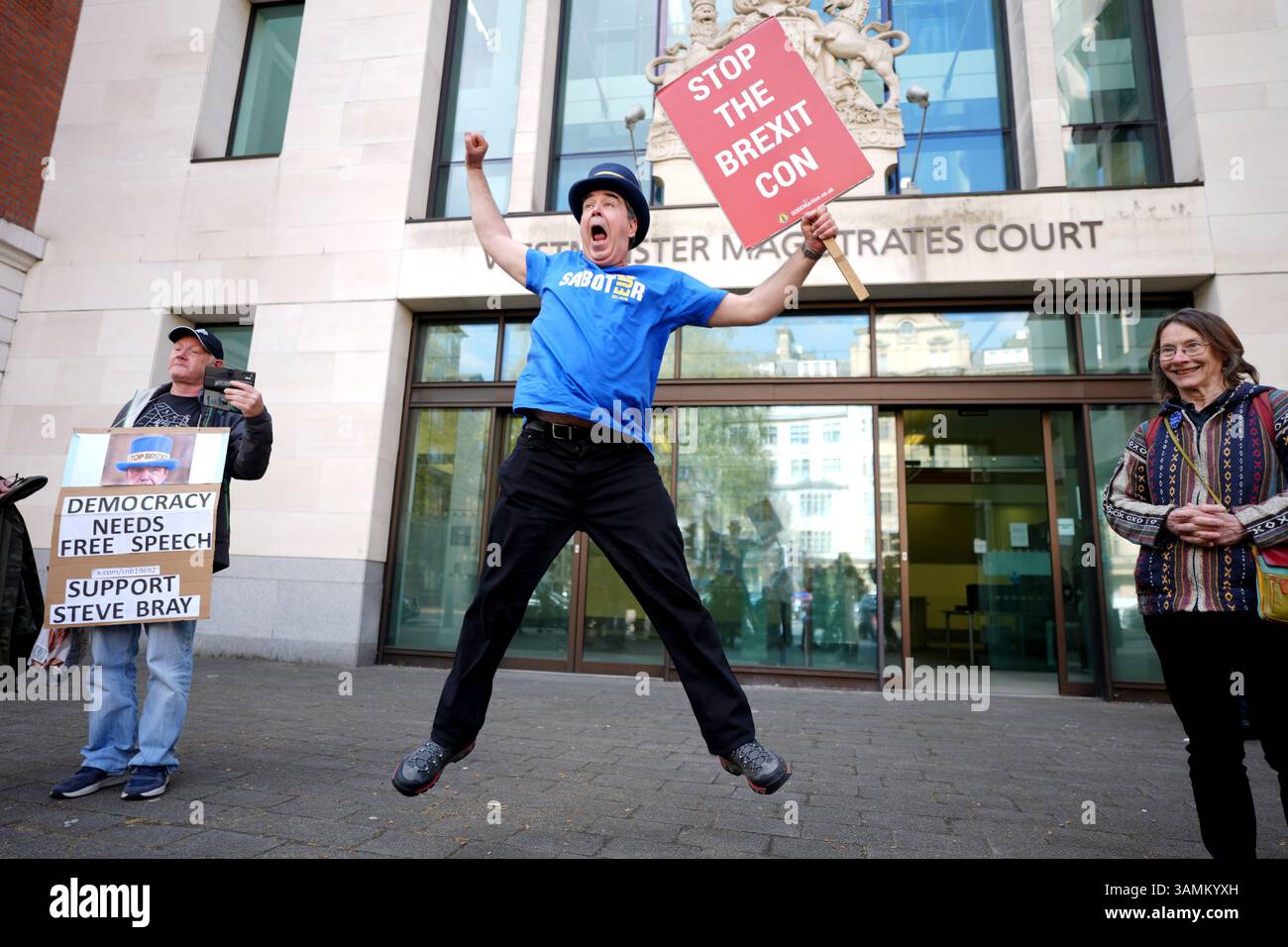 Anti-Brexit protester Steve Bray outside Westminster Magistrates' Court ...