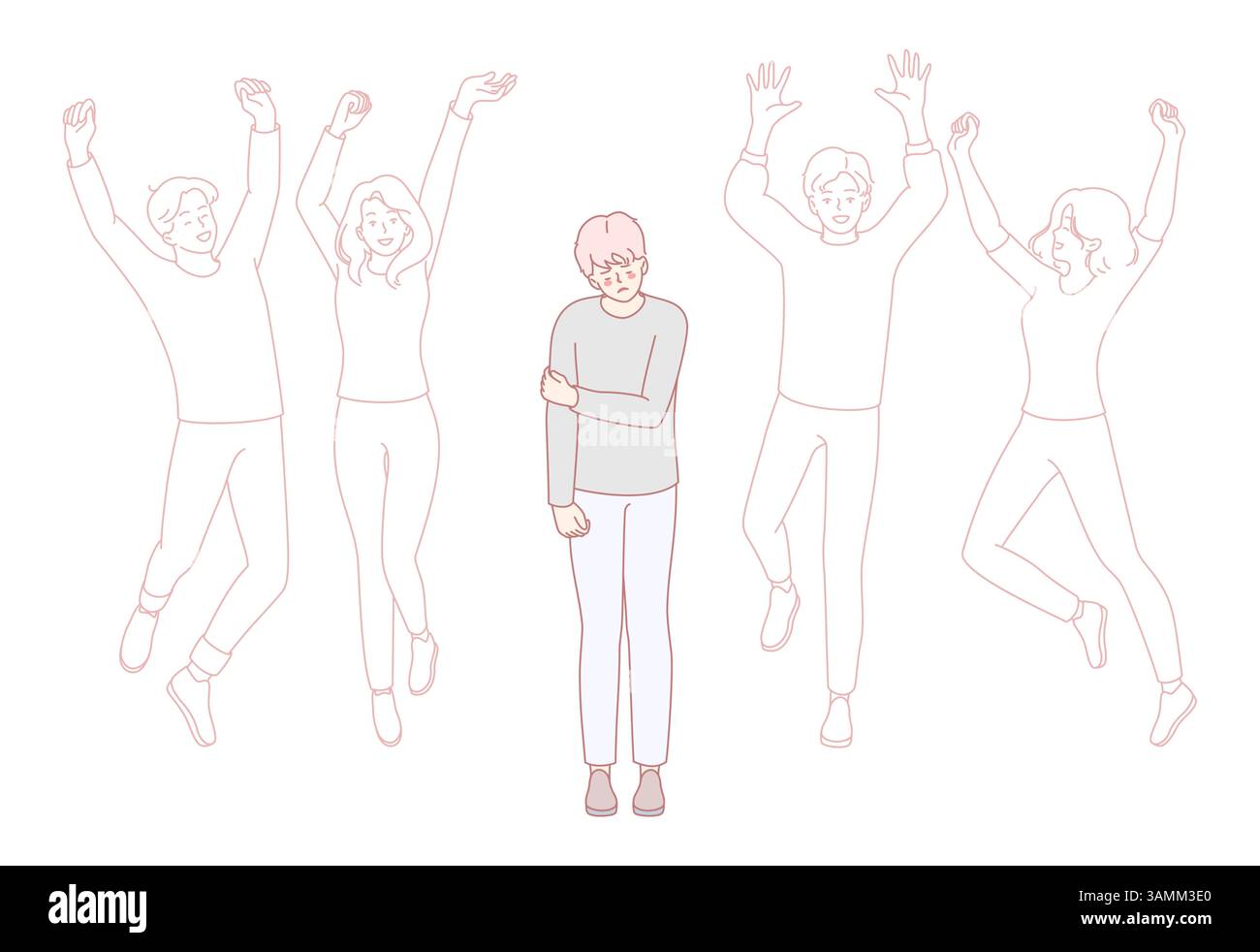 An illustration that represents contrasting emotions with figures ...