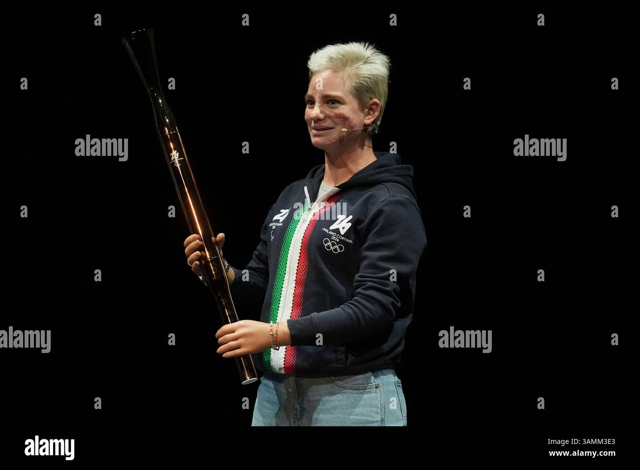 Paralympic champion Beatrice 'Bebe' Vio holds the Milano Cortina 2026 ...