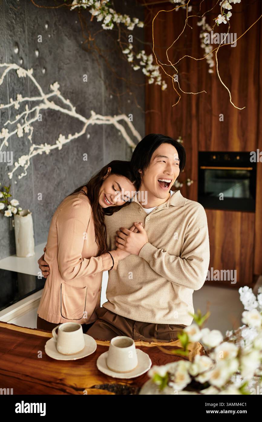 A couple engages in heartfelt moments as they plan their wedding day ...