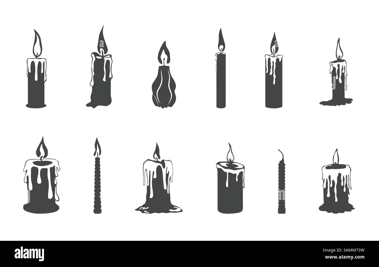 Candle vectors, Candle silhouette, Melting candle vector, Melting candle silhouette, Candle ...