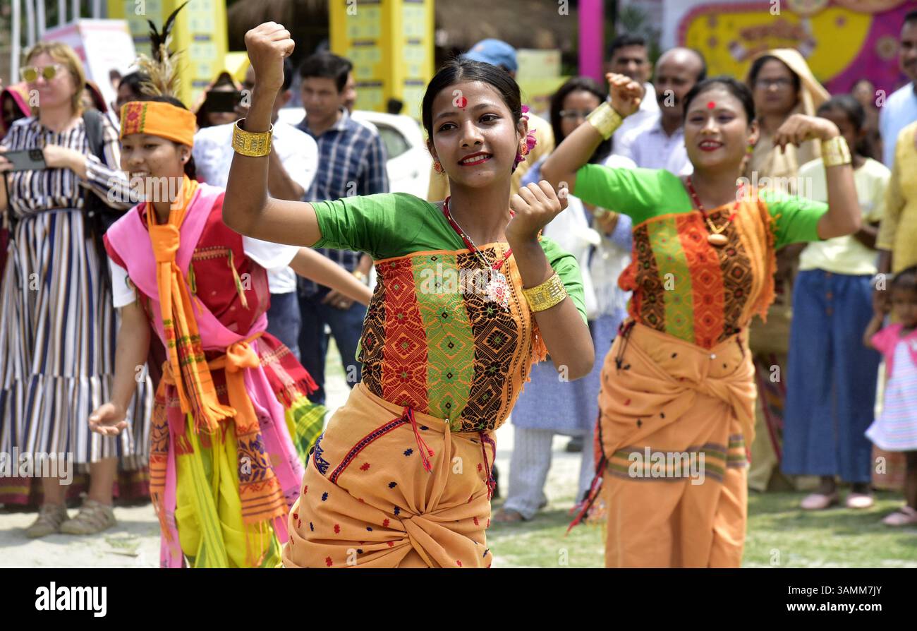 Guwahati, Guwahati, India. 14th Apr, 2025. Youth from Tiwa tribe ...