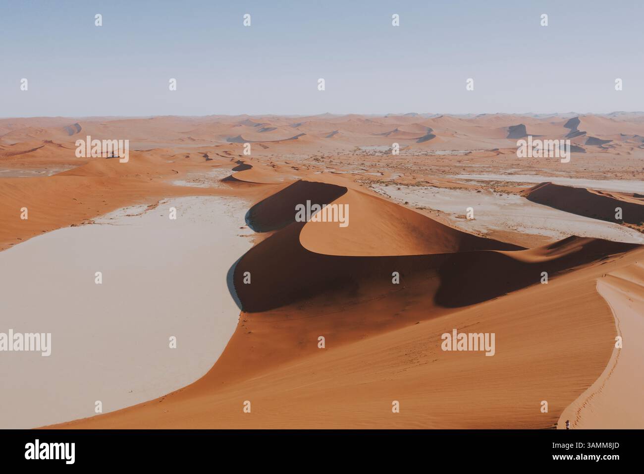 Aerial view of sand dunes and the Lange Wand near Walvis Bay, Namibia ...