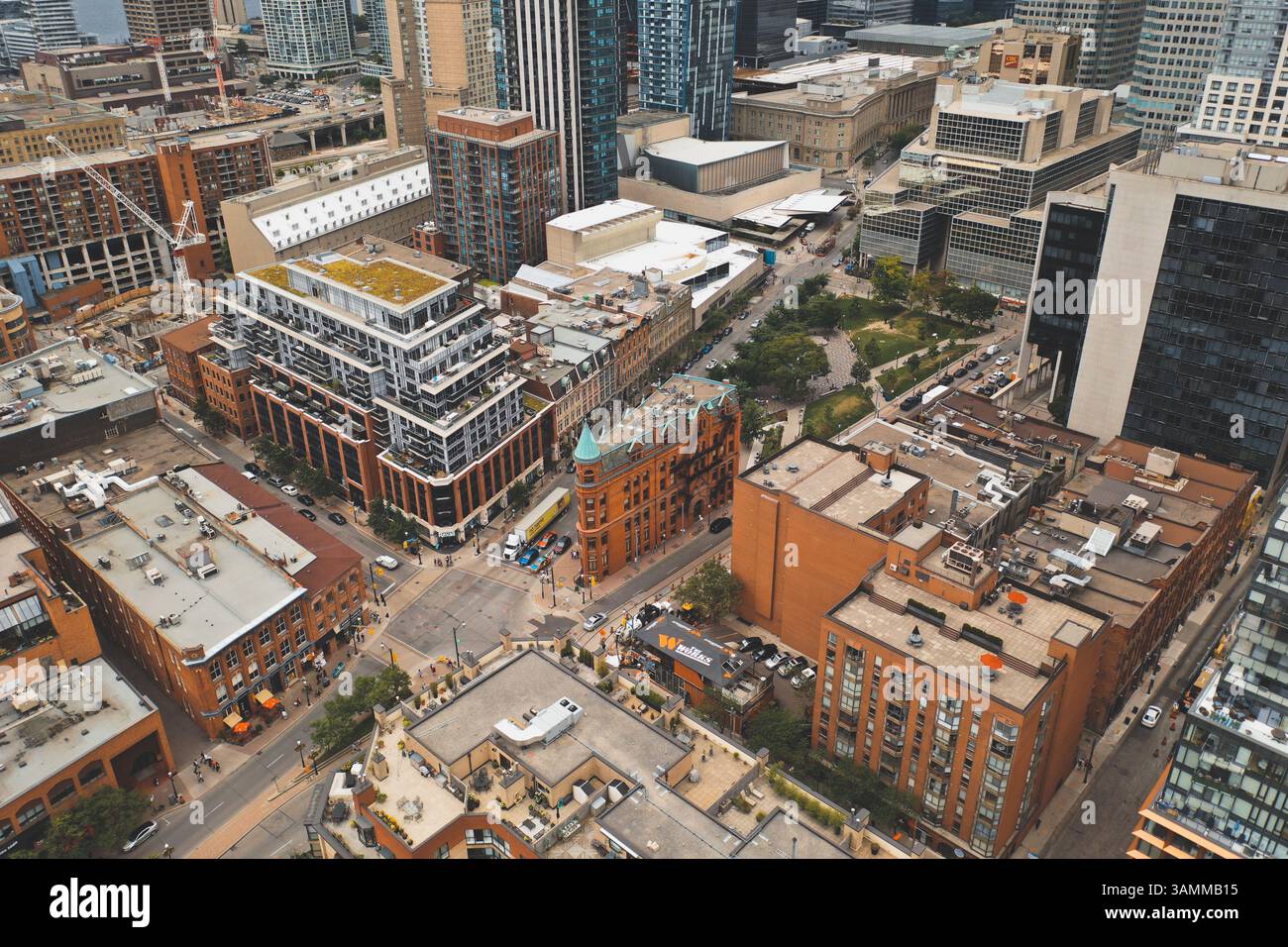 Aerial view of iconic Gooderham Building in Toronto, Canada Stock Photo ...