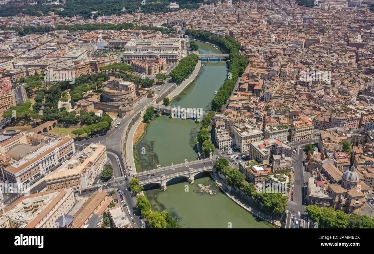 Aerial view of rooftops and river in Rome, Italy Stock Photo - Alamy