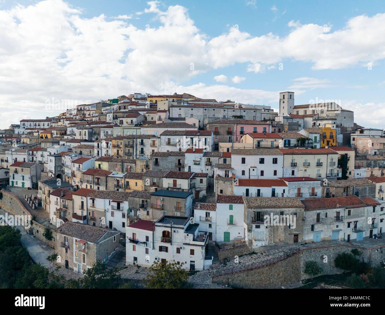 Aerial view of the picturesque medieval town with stone buildings and ...