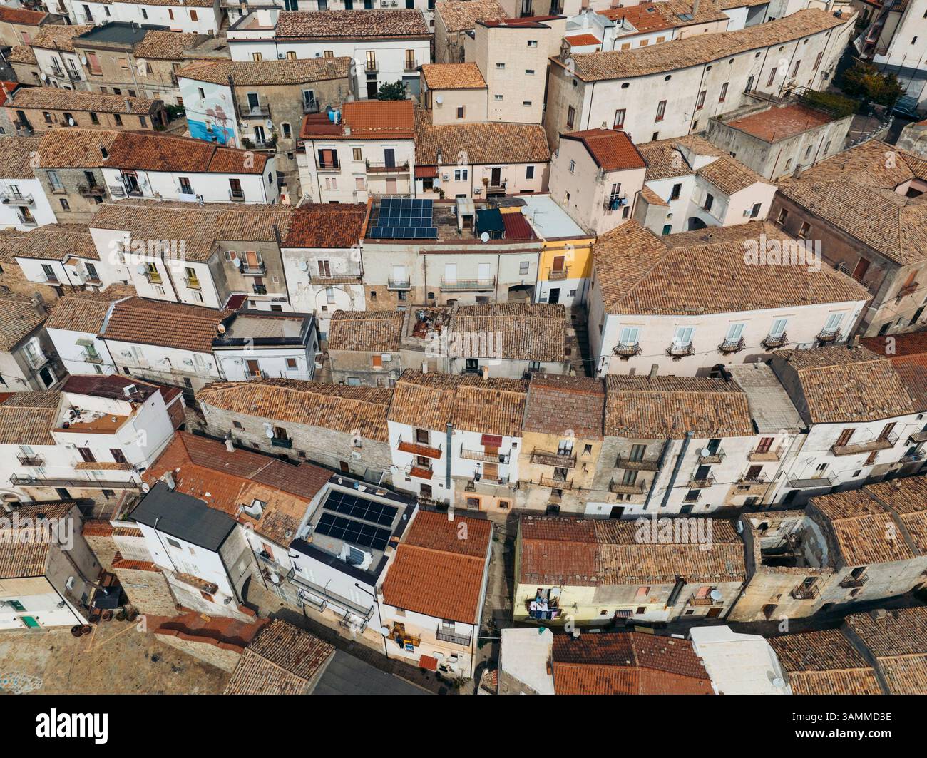 Aerial view of charming medieval rooftops and stone buildings in the ...