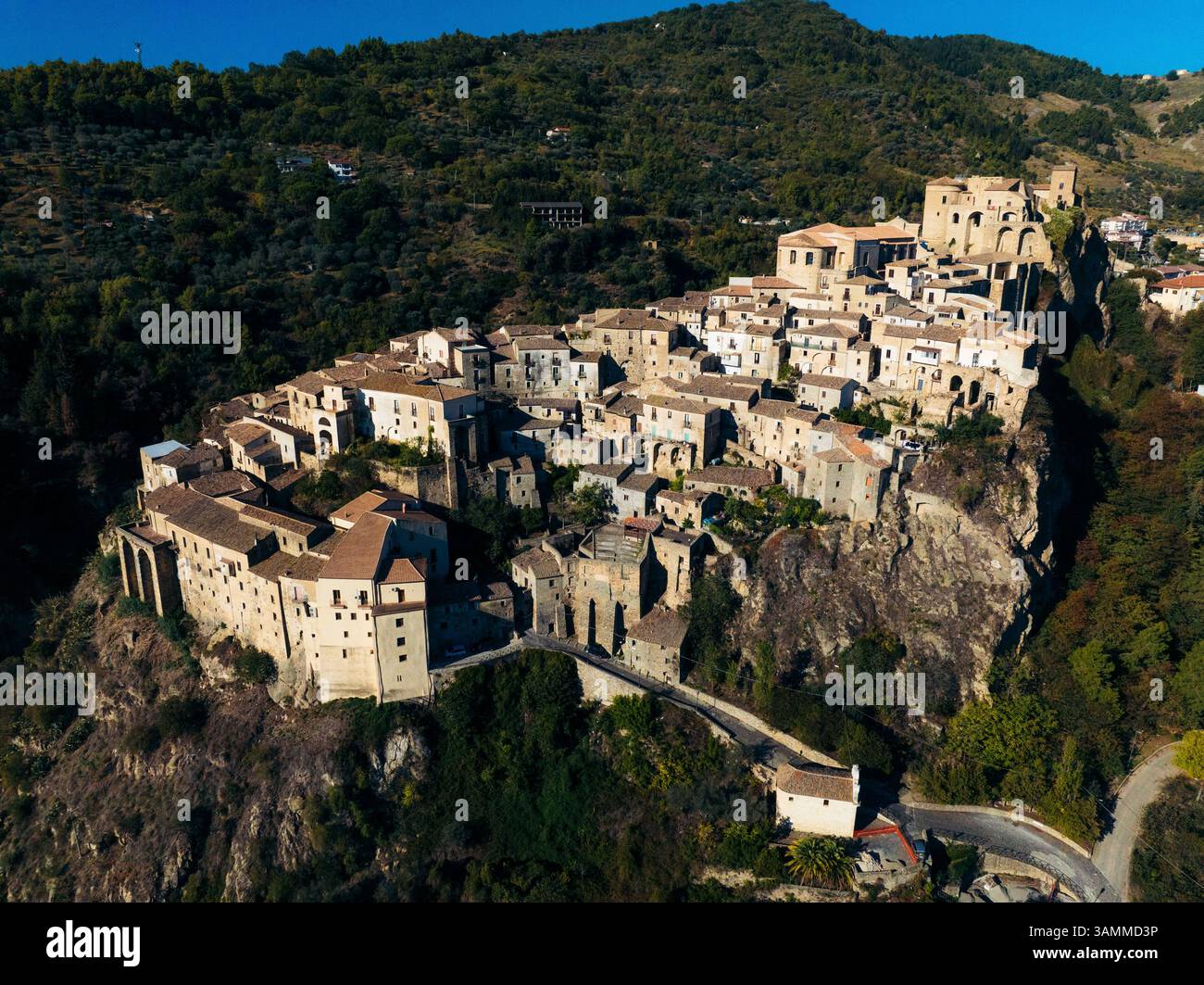Aerial view of the charming medieval old town with stone houses and ...