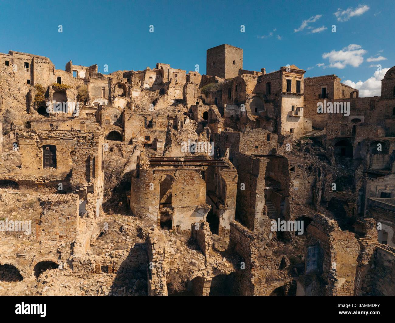 Aerial view of ancient stone ruins and historic architecture in the ...