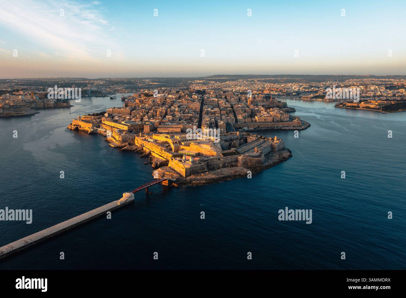 Aerial view of beautiful Valletta cityscape with historic buildings and ...