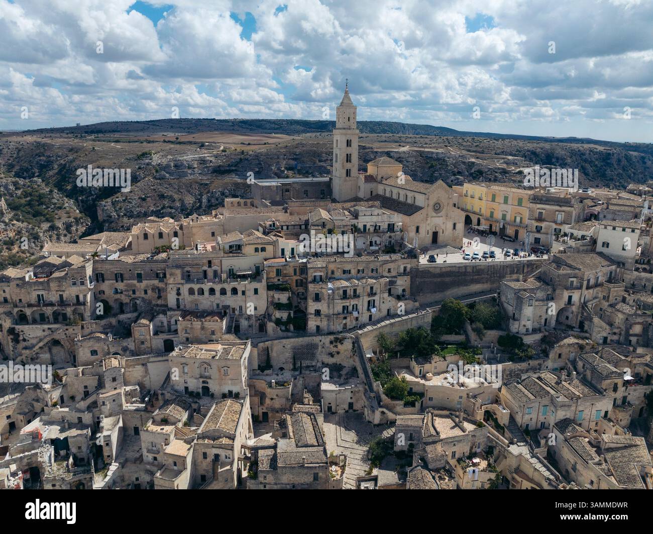 Aerial view of the historic stone buildings and medieval architecture ...