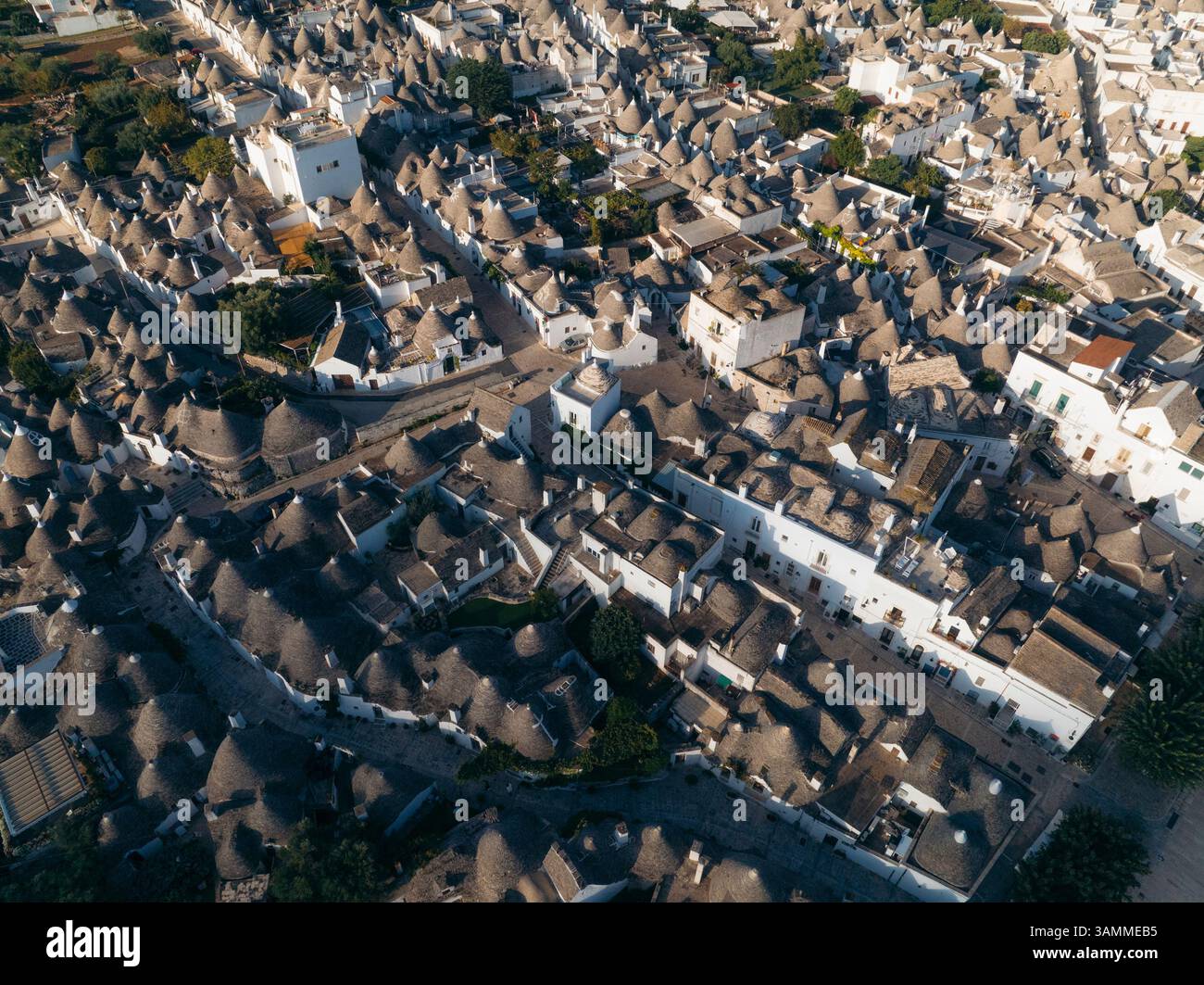 Aerial view of picturesque trulli houses and charming rooftops in the ...