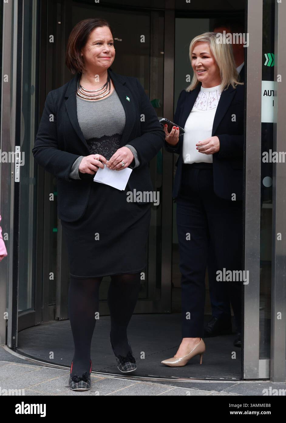First Minister of Northern Ireland Michelle O'Neill (right) with Sinn ...