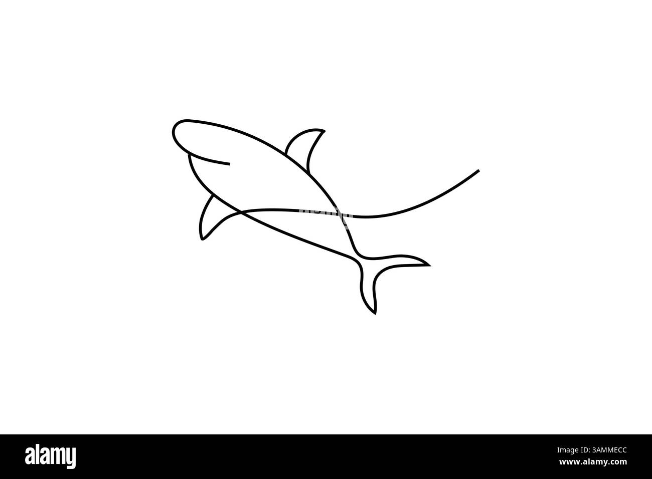 Continuous online drawing of shark fish line art vector creative style ...