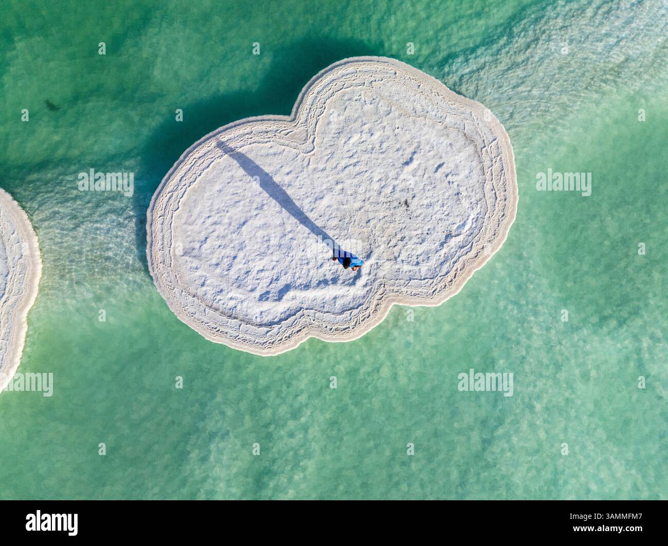 Aerial view of a serene island with white sand and green water ...