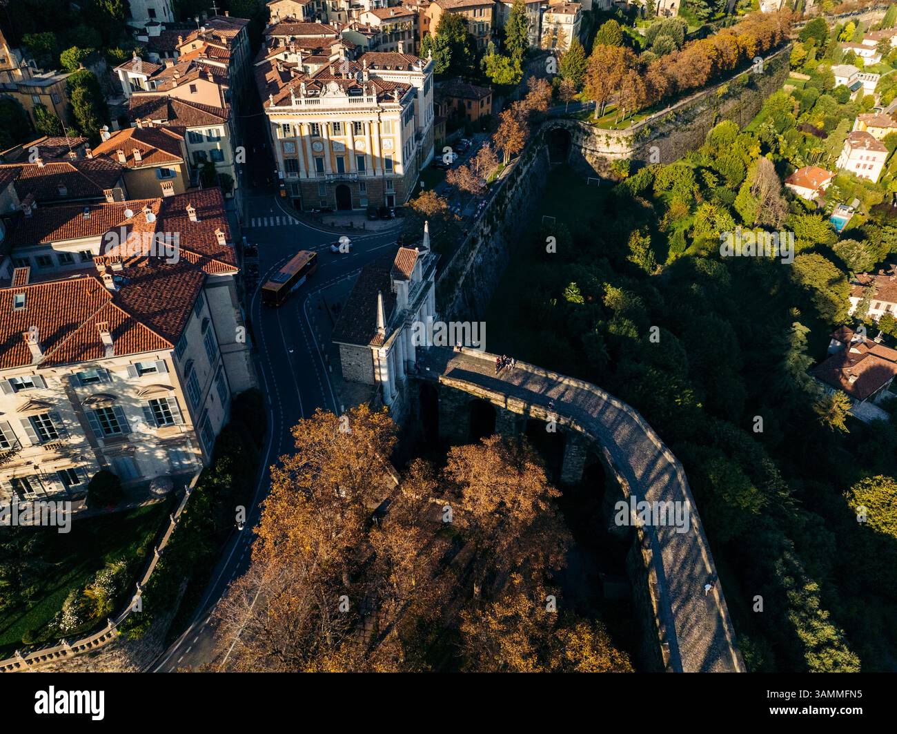 Aerial view of historic St. James Gates surrounded by beautiful ...