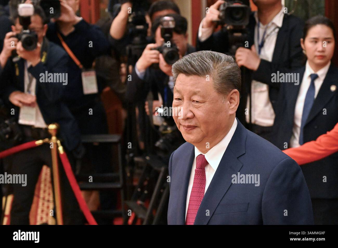 China's President Xi Jinping arrives for a meeting at the Office of the ...