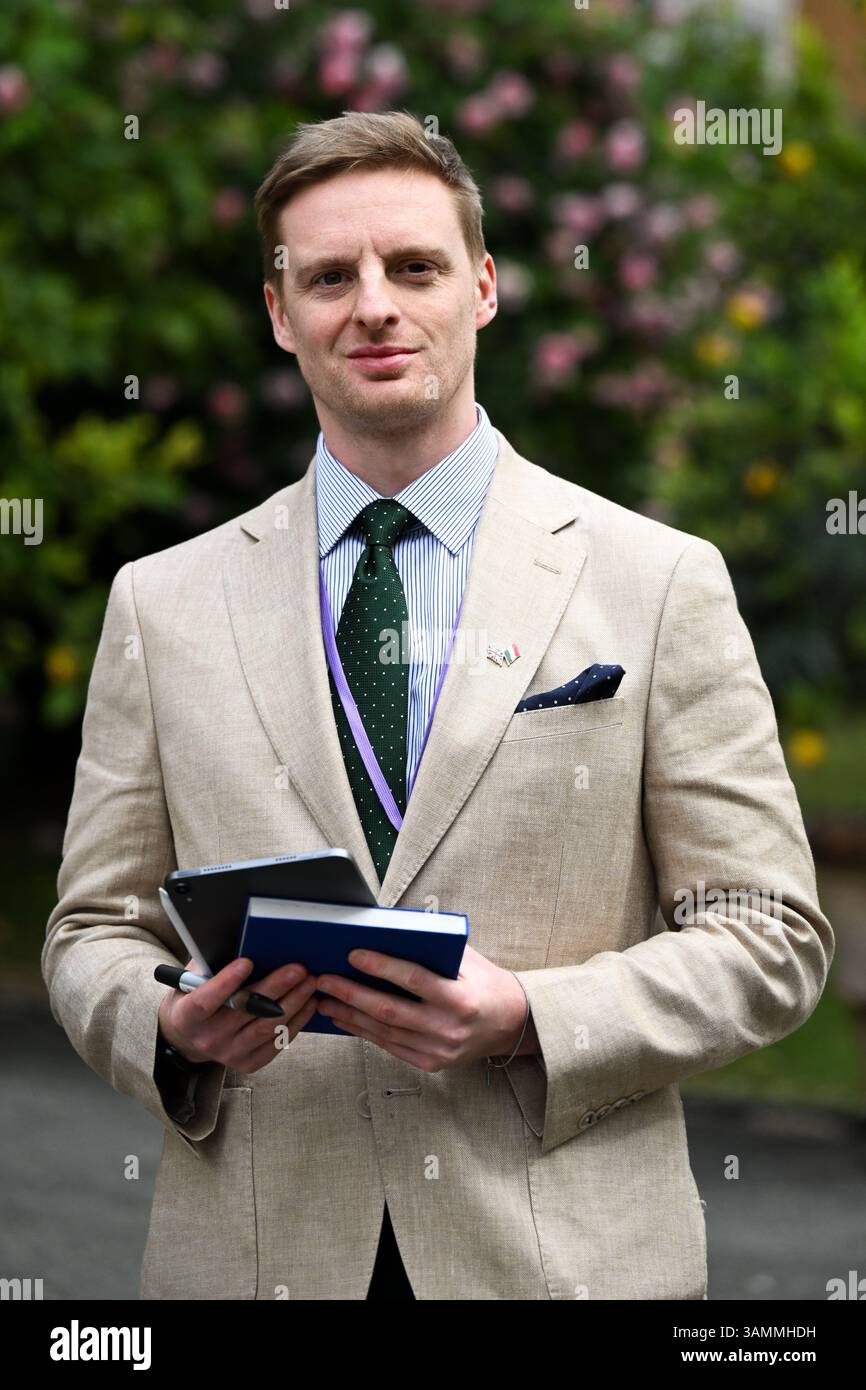 Royal tour artist Fraser Scarfe in the gardens of Villa Wolkonsky in ...