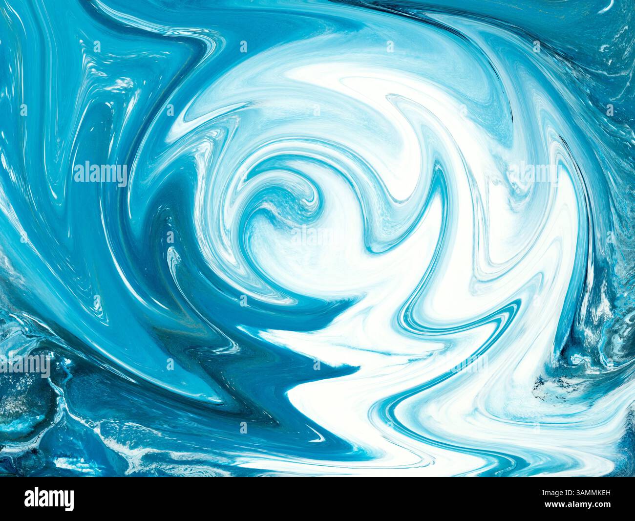 Abstract image with swirling blue and white paint texture forming a ...
