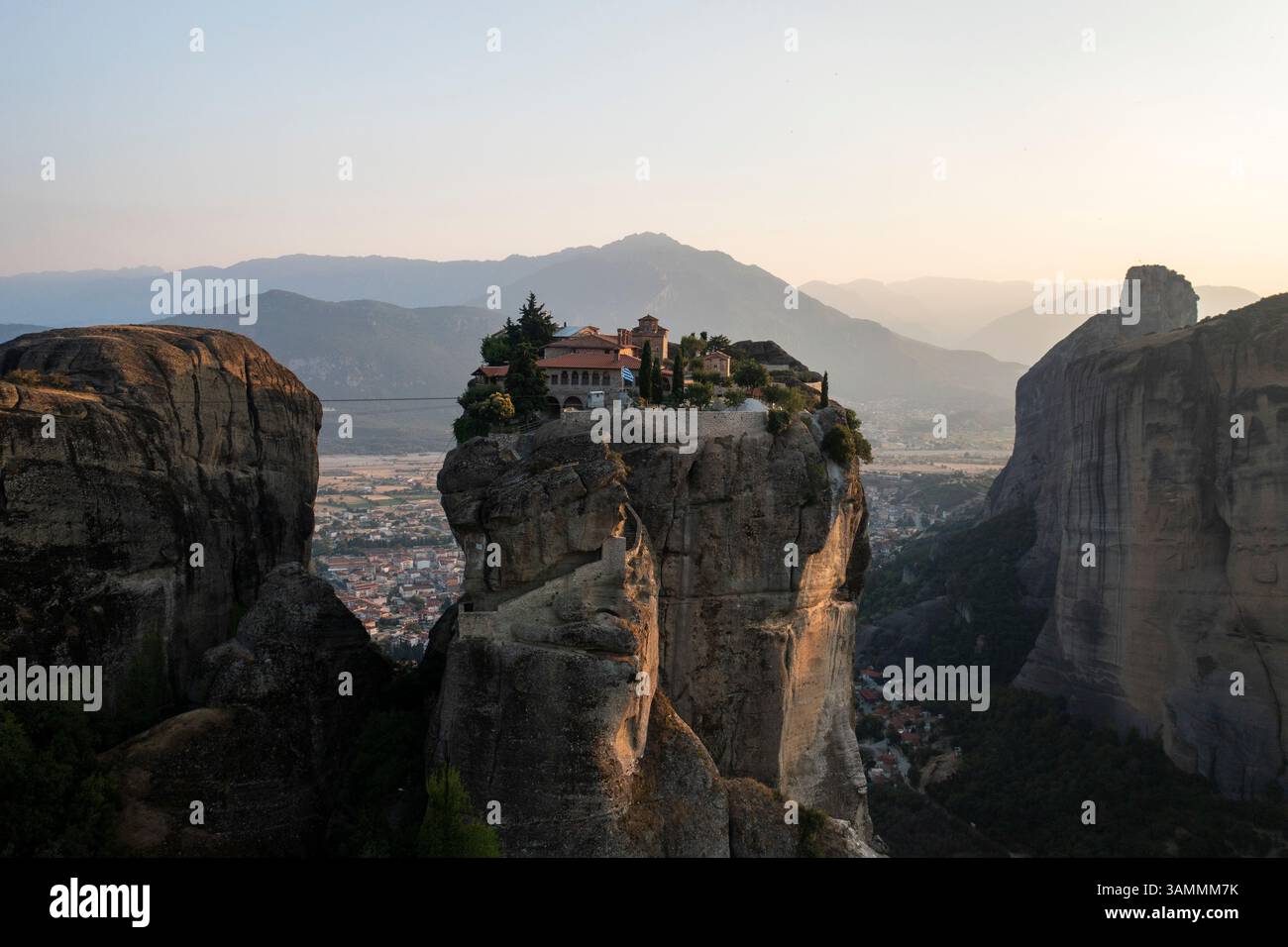 Aerial view of beautiful rock formations and monasteries amidst ...