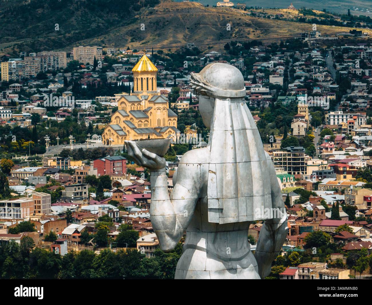 Aerial view of the iconic Mother of Georgia statue overlooking the ...